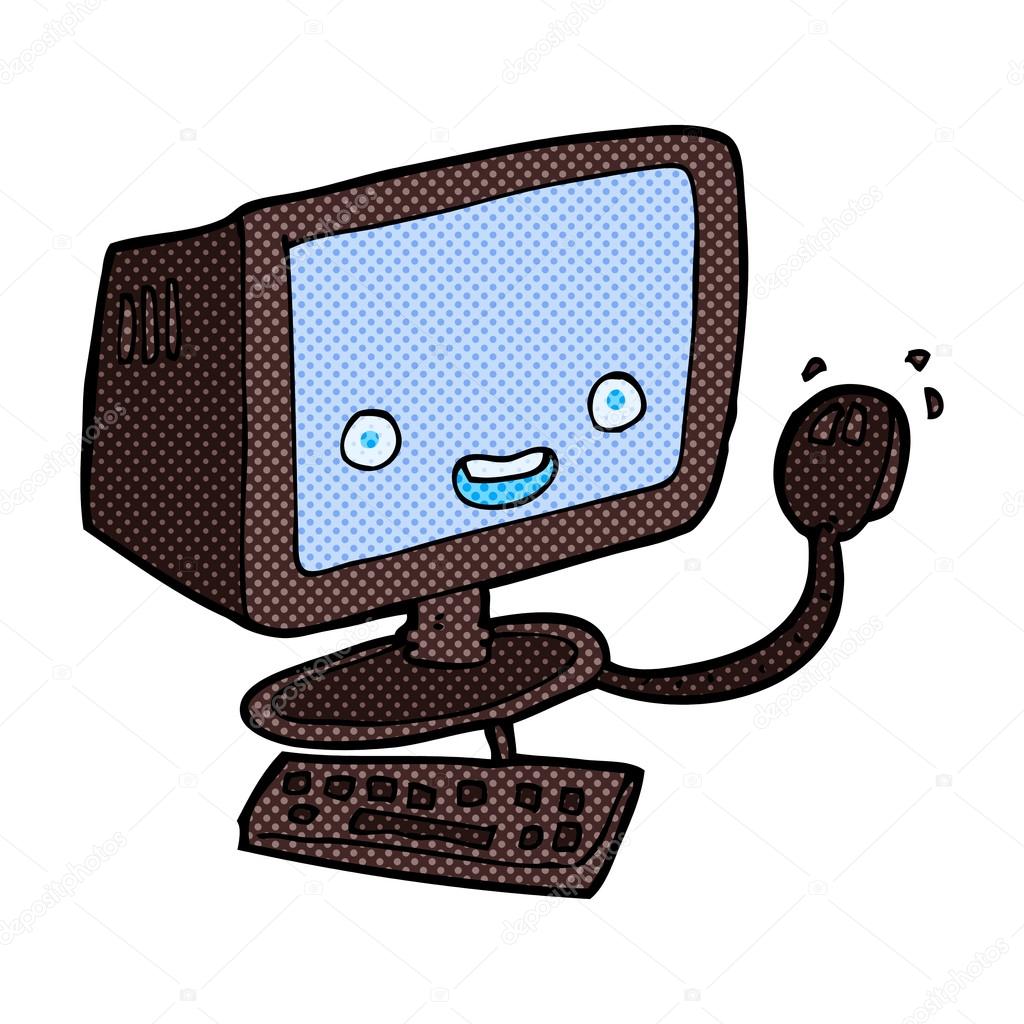 computadora de caricatura Comic — Vector de stock © lineartestpilot ...
