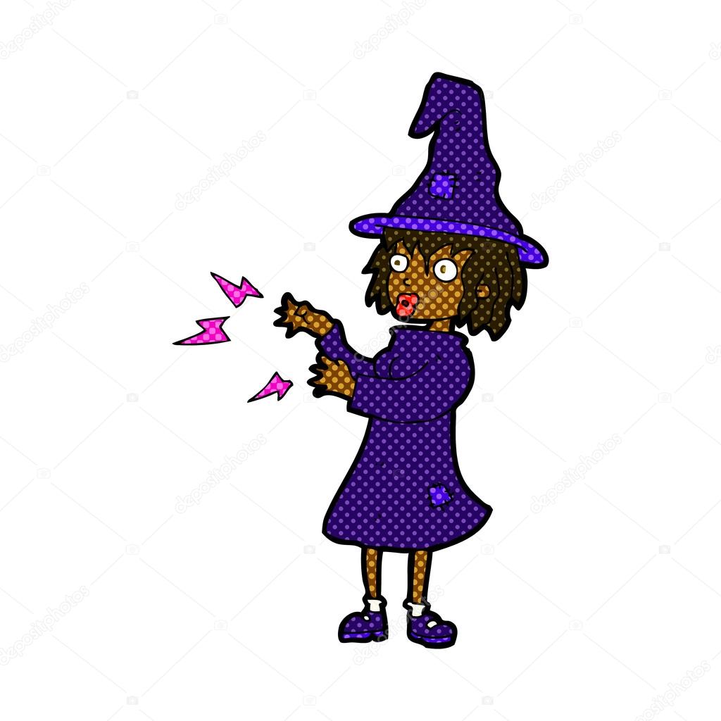 Comic cartoon witch casting spell Stock Vector by ©lineartestpilot 73748169