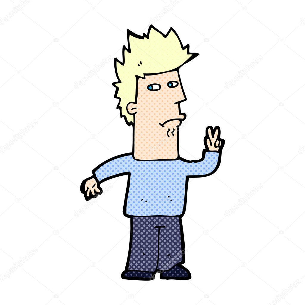 Comic cartoon man giving peace sign Stock Vector by ©lineartestpilot ...