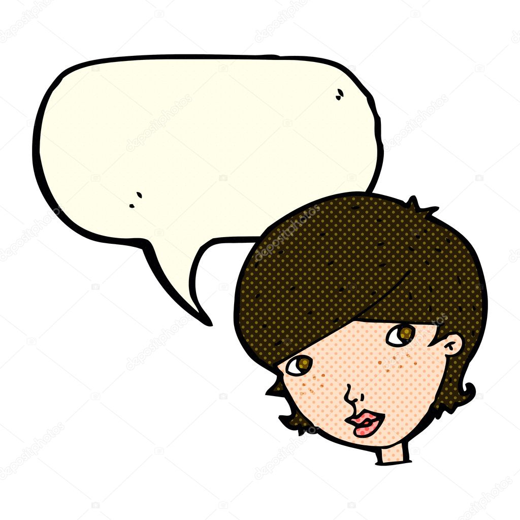 Cartoon friendly woman with speech bubble Stock Vector by ...