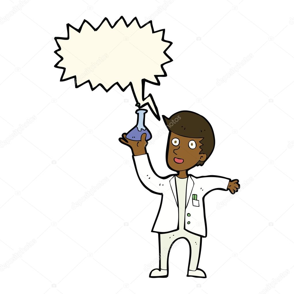 Cartoon happy scientist with speech bubble Stock Vector Image by ...