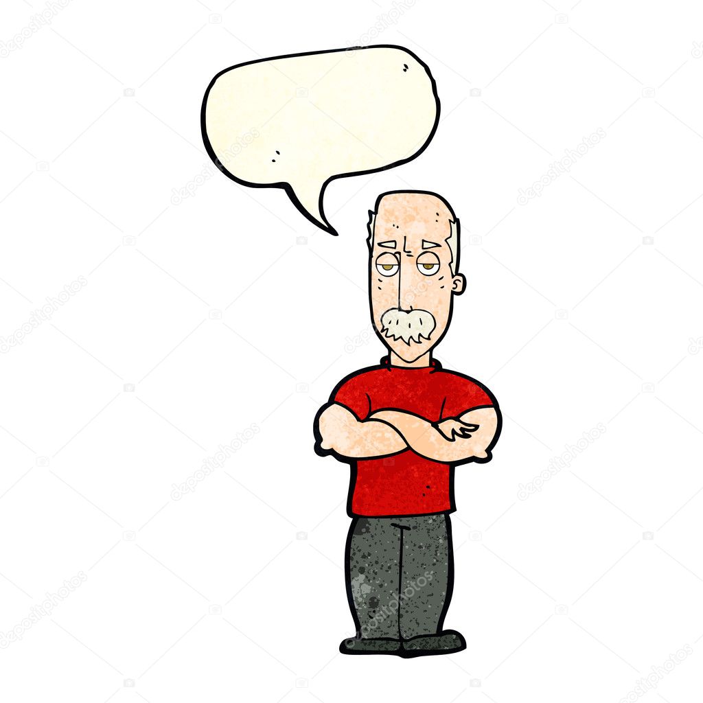 Cartoon angry man with mustache with speech bubble — Stock Vector ...