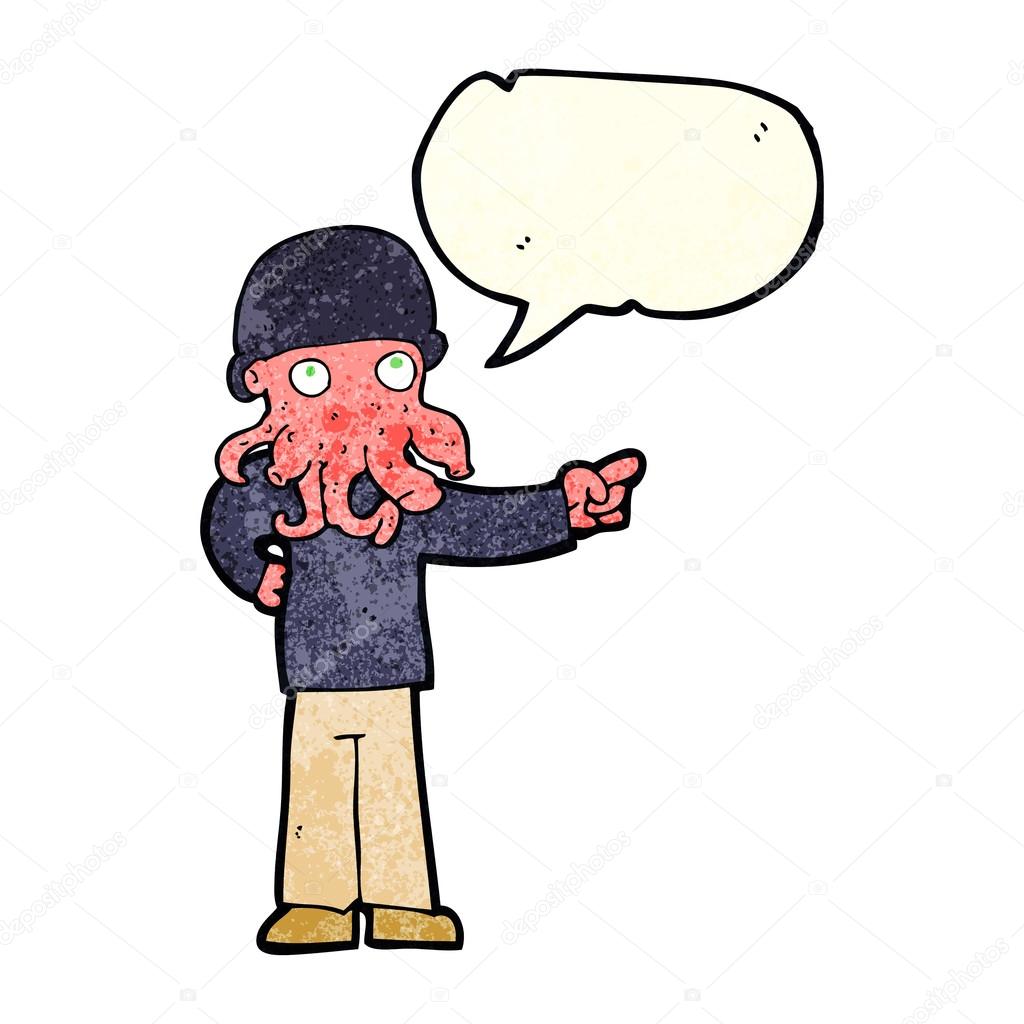 Cartoon alien monster man with speech bubble Stock Vector Image by ...