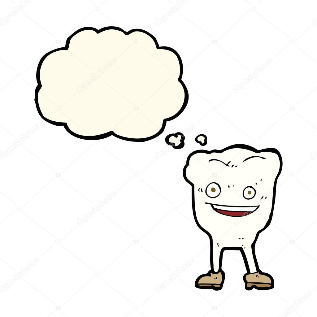 Cartoon happy tooth character with thought bubble Stock Illustration by ...