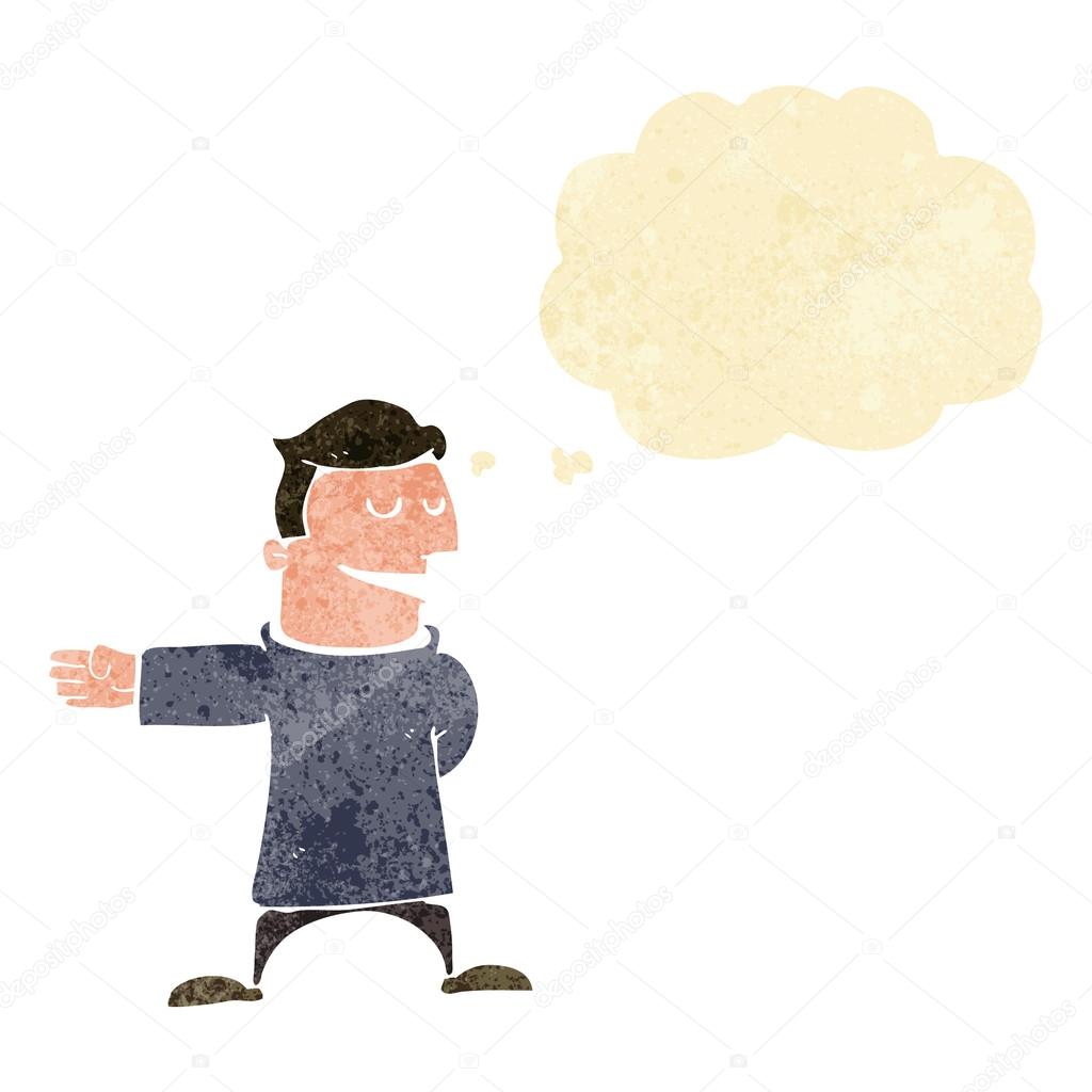 Cartoon man gesturing direction with thought bubble Stock Vector Image ...