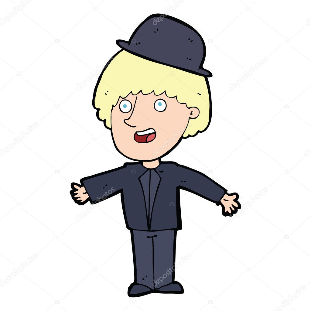 Cartoon man in bowler hat Stock Vector by ©lineartestpilot 86754974