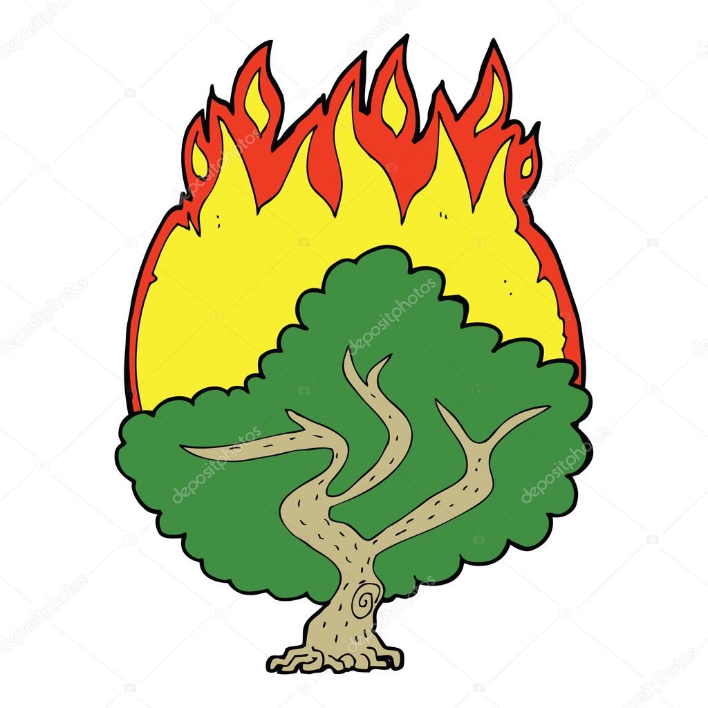 Cartoon burning tree Stock Vector by ©lineartestpilot 86755798