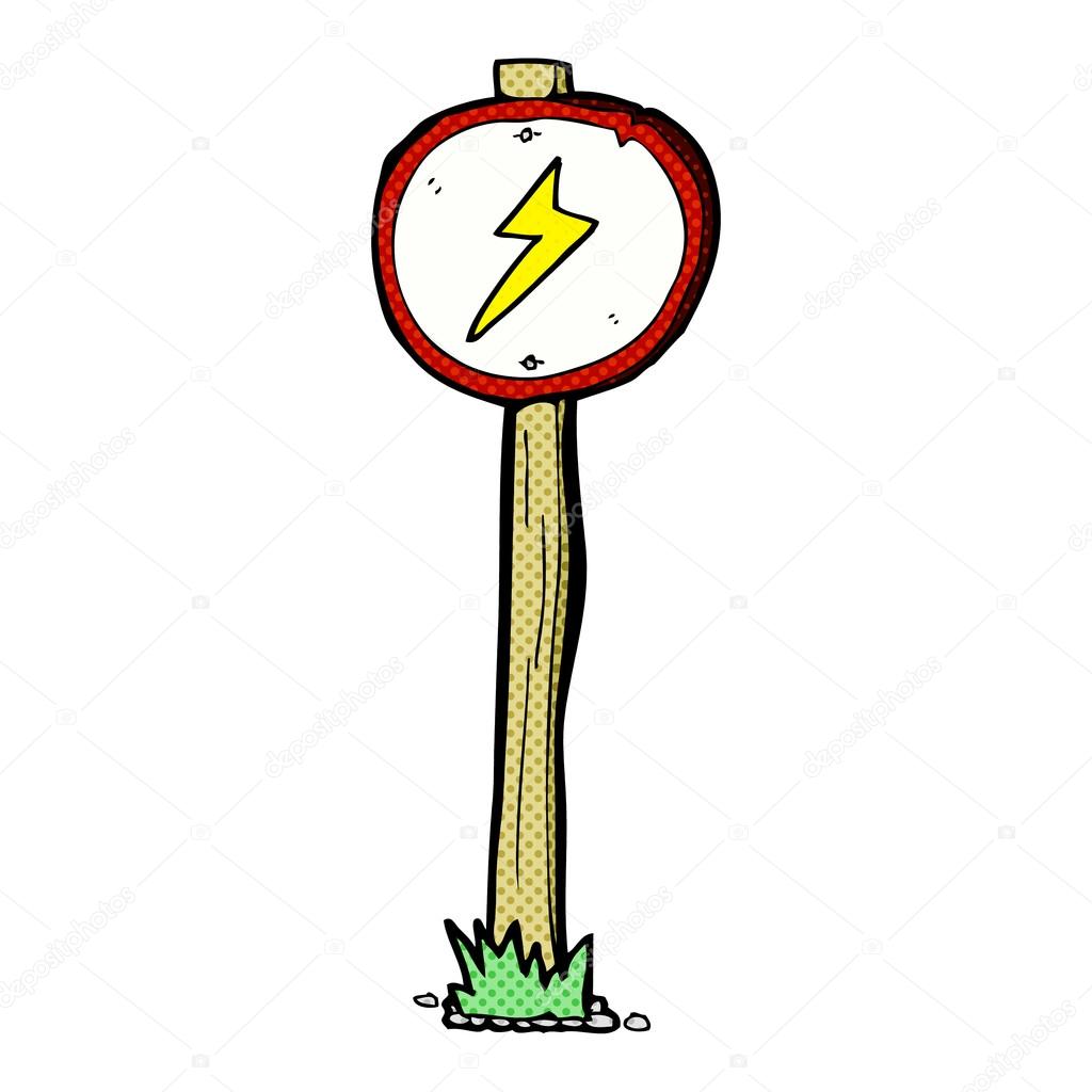 Cartoon electrical warning sign Stock Vector by ©lineartestpilot 86821750