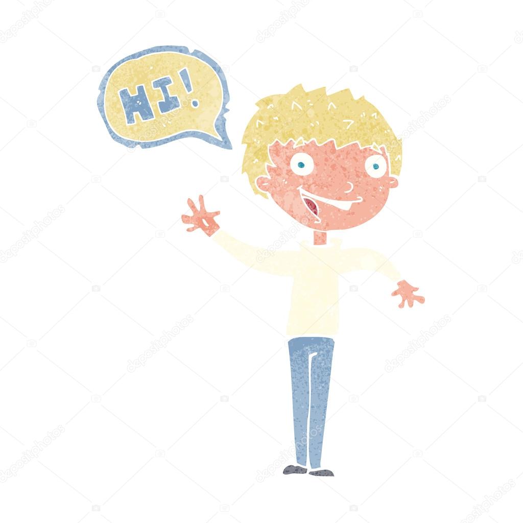Cartoon boy saying hi Stock Vector by ©lineartestpilot 89802438