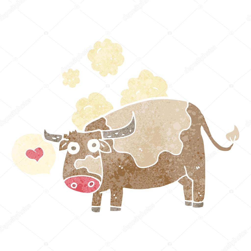 Vaca de dibujos animados con corazón de amor Vector de stock #89804026 ...