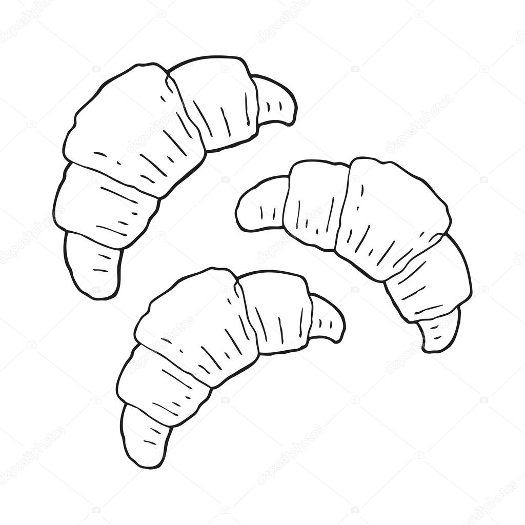 black and white cartoon croissants — Stock Vector © lineartestpilot ...