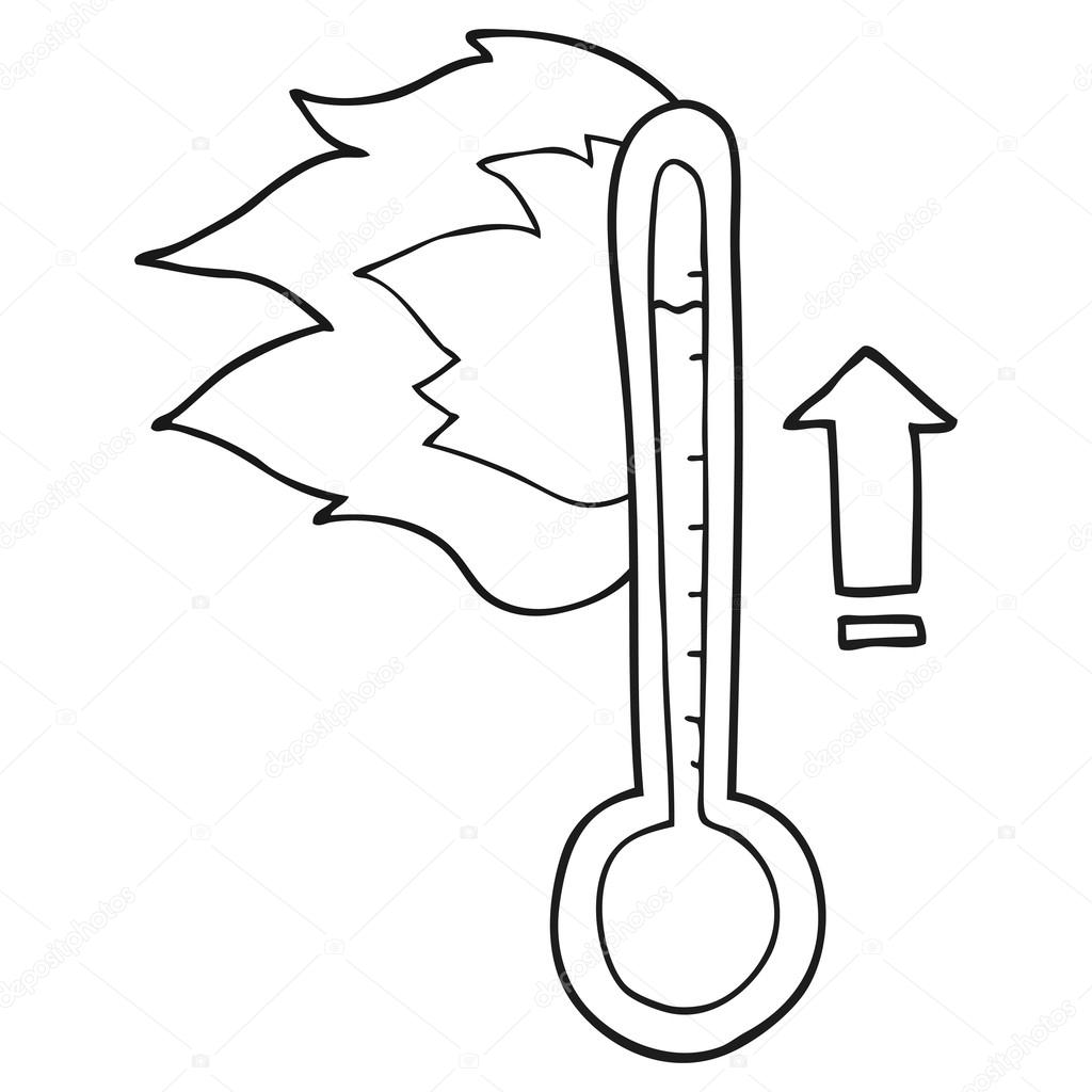 Black and white cartoon rising temperature Stock Vector by ...