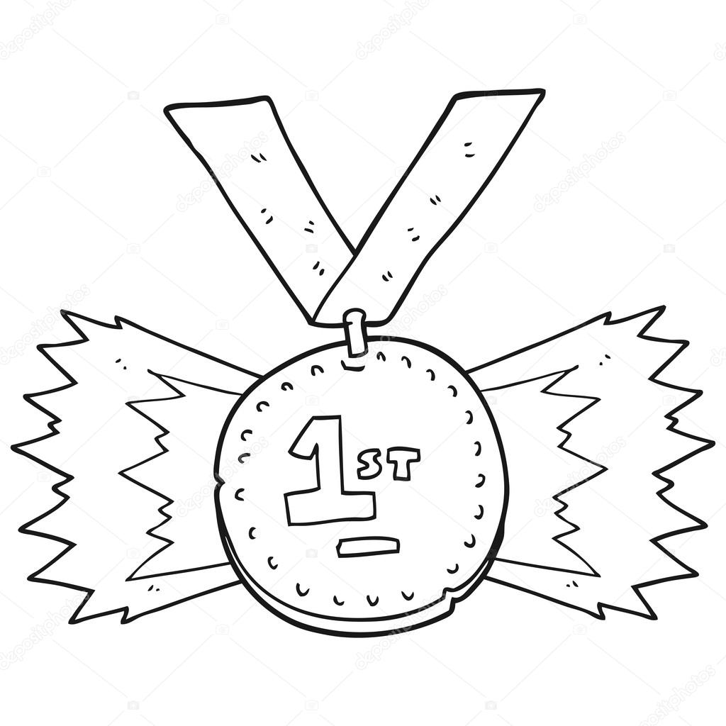 Black and white cartoon first place medal Stock Vector by ...