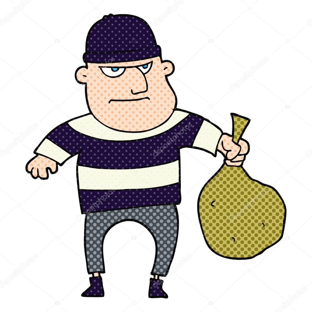 Cartoon burglar with loot bag Stock Vector by ©lineartestpilot 96460952