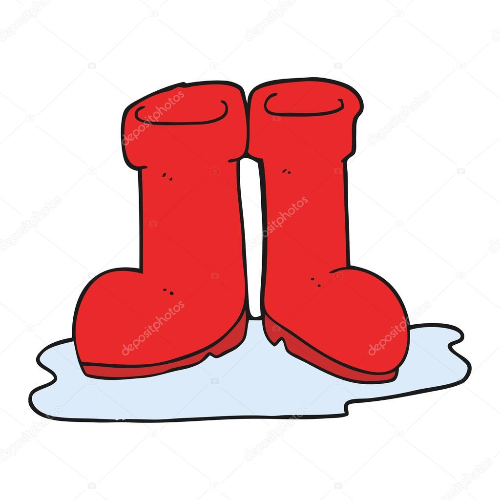 Cartoon wellington boots in puddle — Stock Vector © lineartestpilot ...