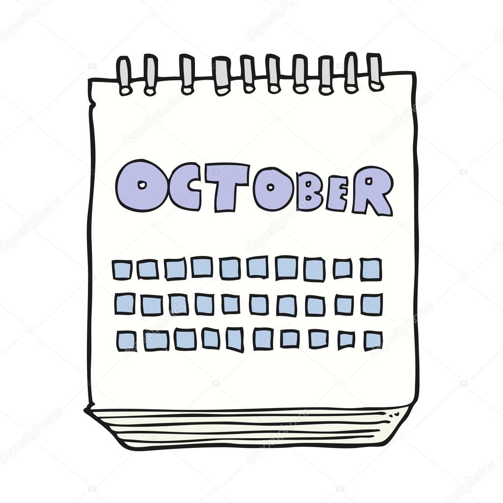 Calendario de dibujos animados que muestra el mes de octubre Vector de ...