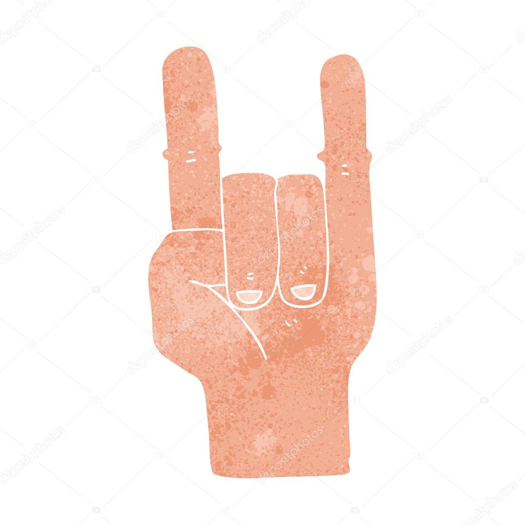 Retro cartoon devil horns hand symbol Stock Illustration by ...