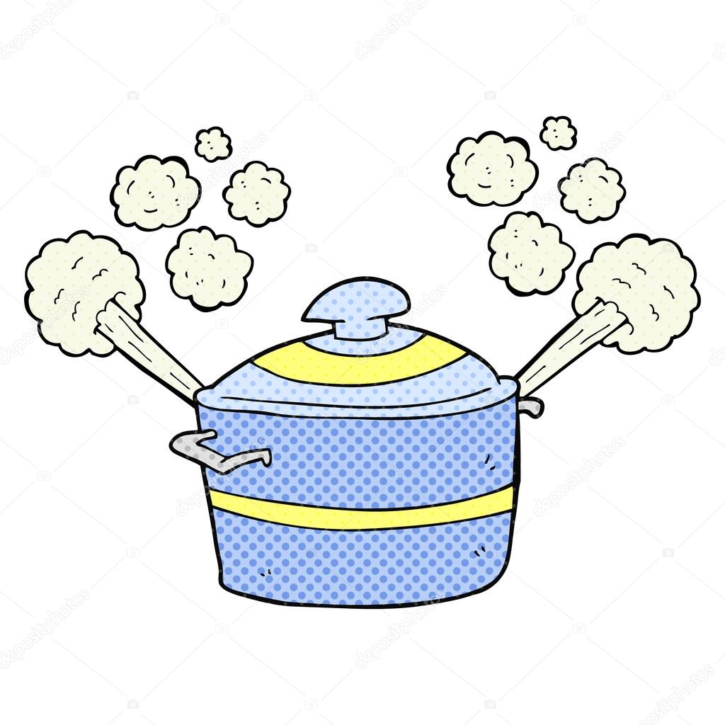 Dibujos animados de olla de cocción al vapor — Vector de stock ...