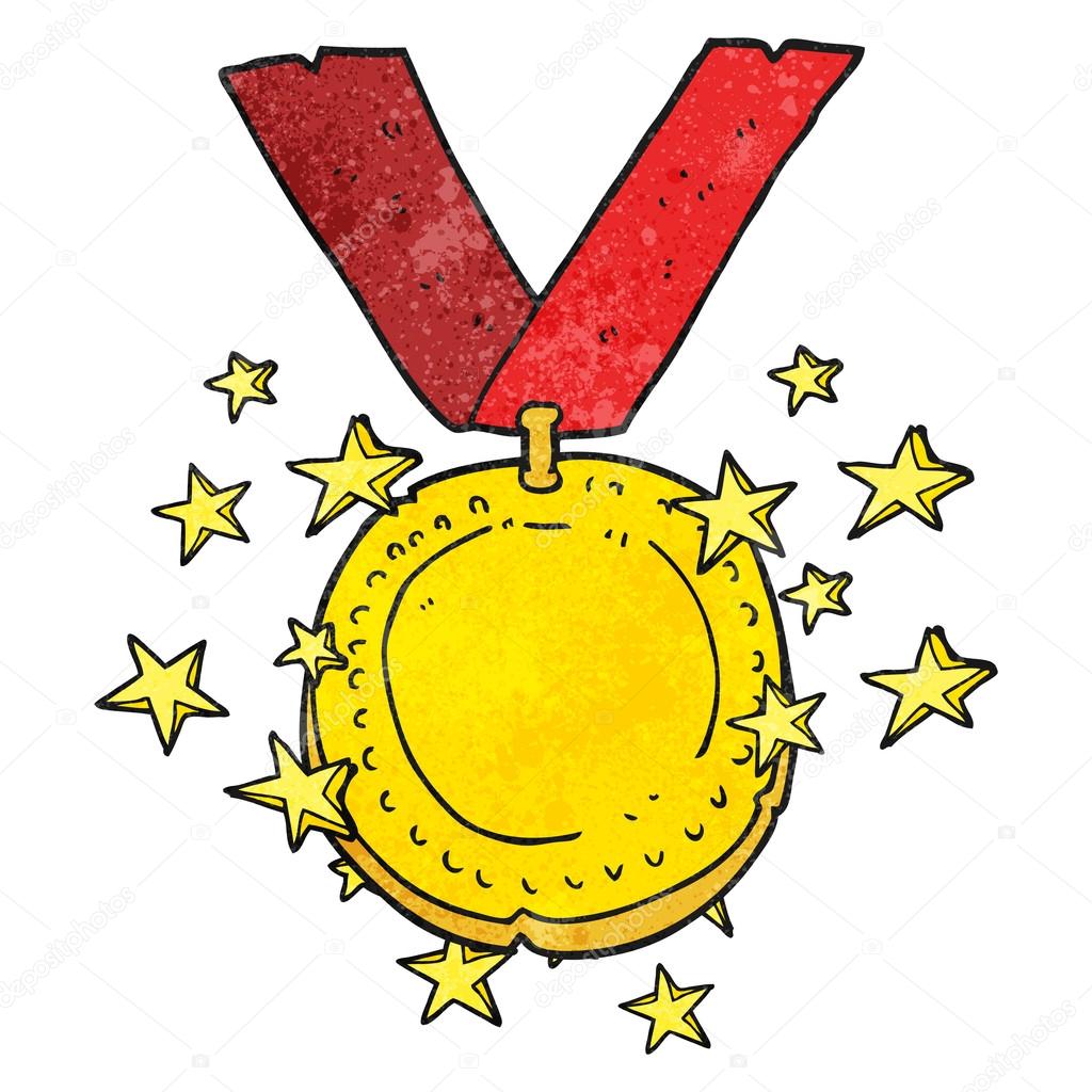 Medalla de oro brillante con textura de dibujos animados — Vector de ...