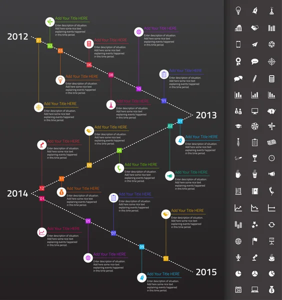 Modern flat timeline with red, orange and yellow icons Stock Vector ...