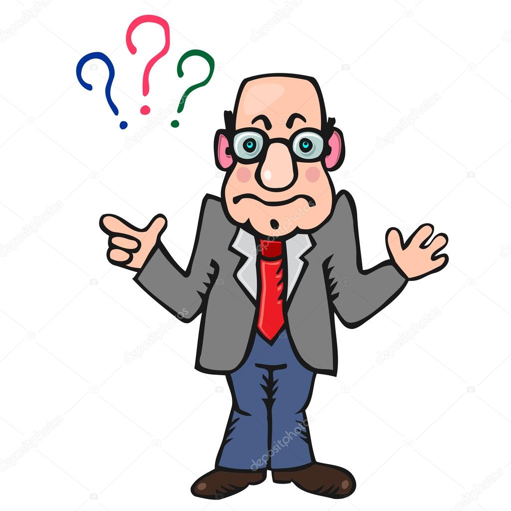 Animado: profesor | Profesor de dibujos animados con preguntas — Vector ...