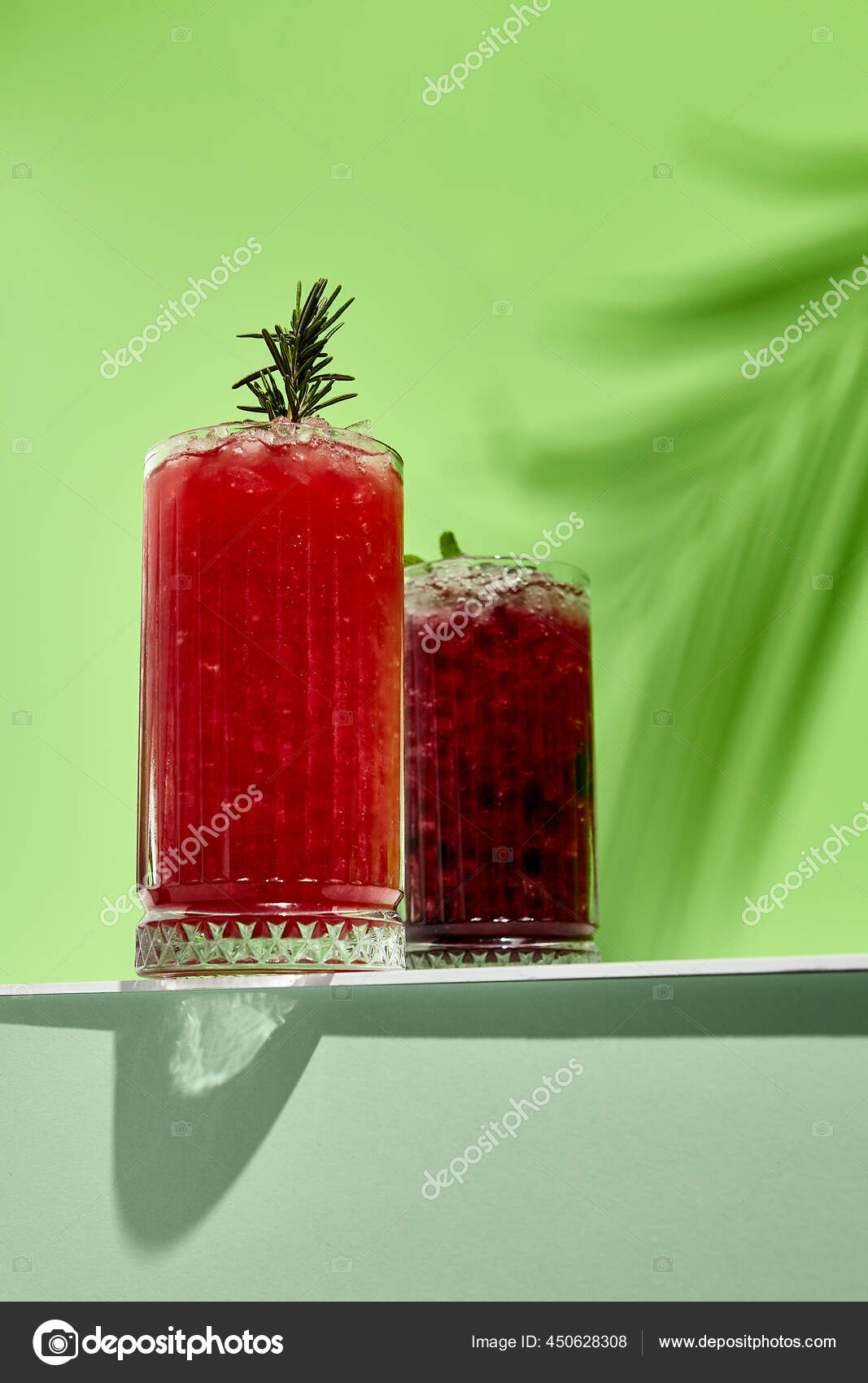 Black Currant Raspberry Lemonade Drink Green Background White Table ...