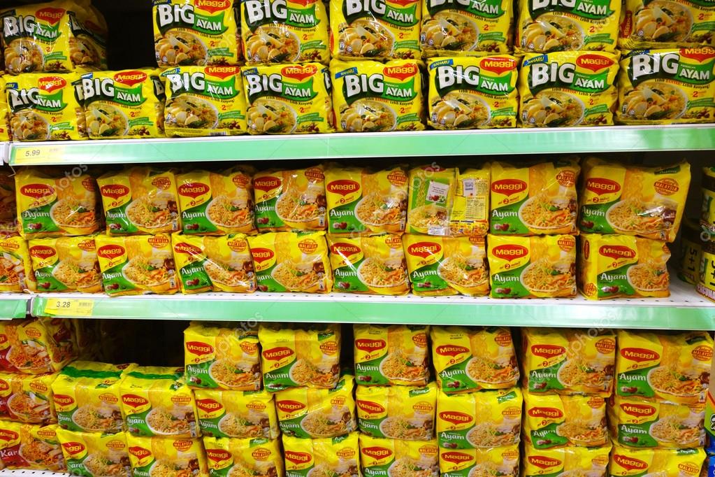 Shelves filled with instant noodle from Maggi — Stock Editorial Photo ...