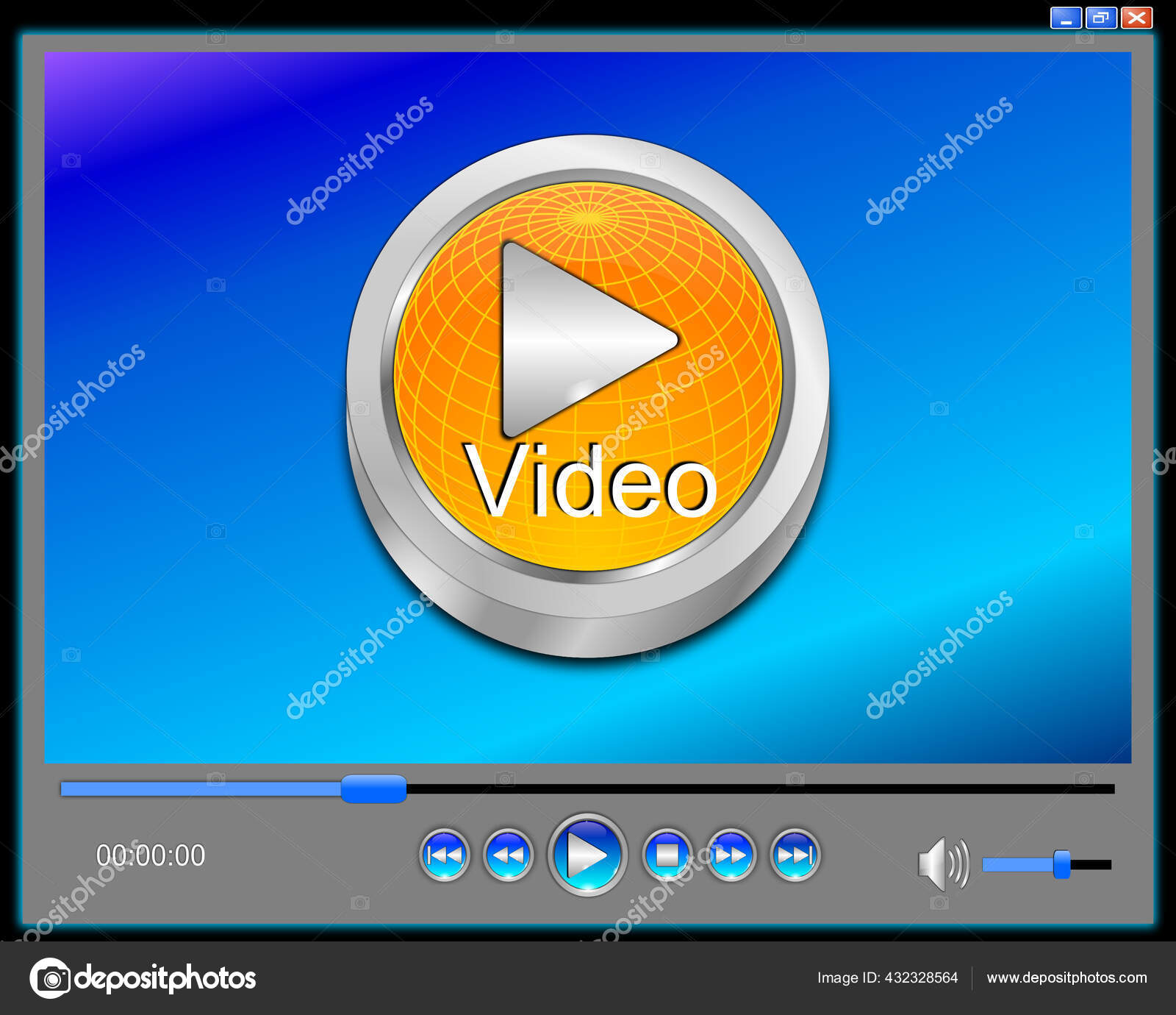 Media Player Interface Orange Play Video Button Illustration Stock ...