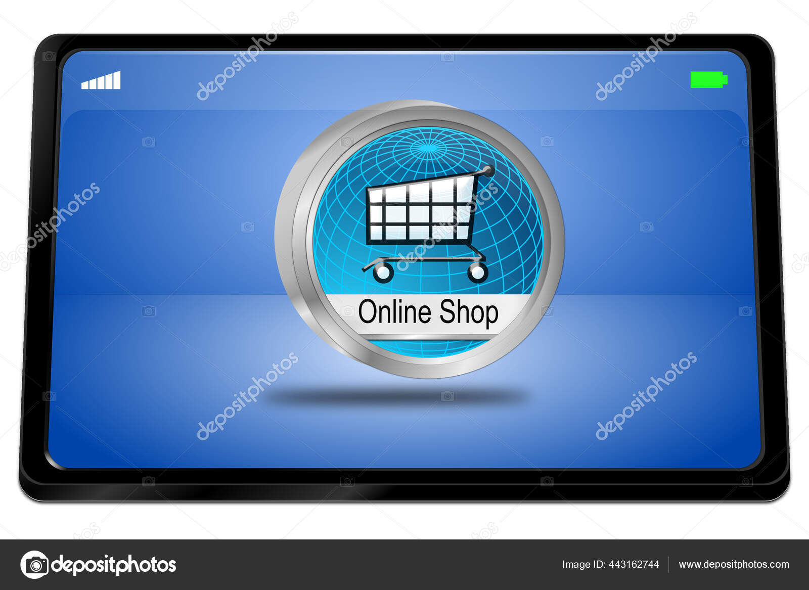 Tablet Computer Blue Online Shop Button Blue Desktop Illustration — Stock Photo © wwwebmeister ...
