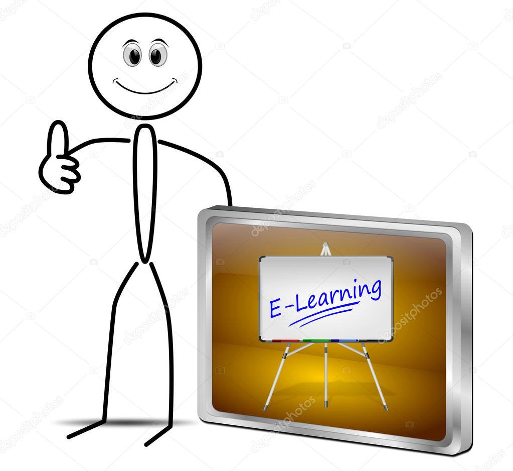 Stickman with E-Learning Button Stock Photo by ©wwwebmeister 81518710