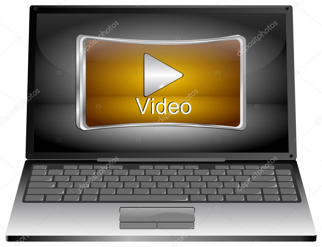 Laptop computer with Play Video Button — Stock Photo © wwwebmeister ...
