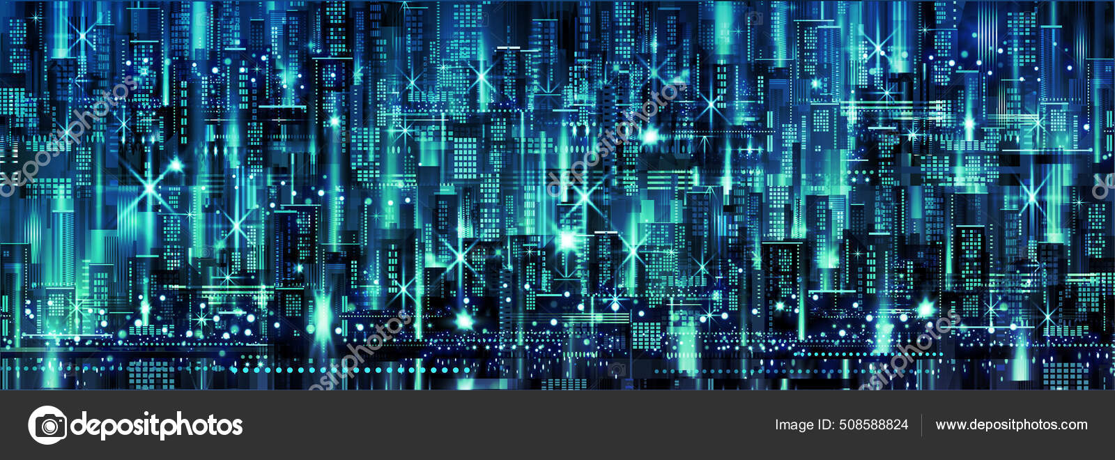 Abstract Futuristic City Vector Banner Cityscape Background Header ...