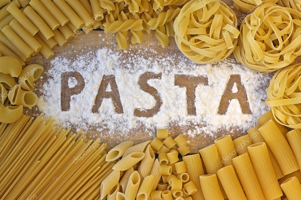 Pasta word with wood background Stock Photo by ©minoandriani2 63339217