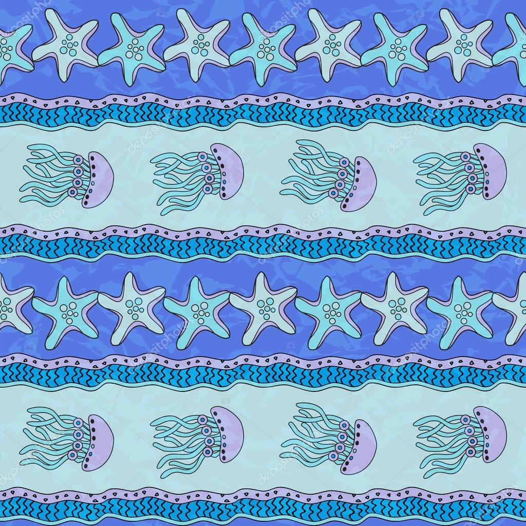 Sea pattern with jellyfish and starfish Stock Vector by ©Irmairma 100100136
