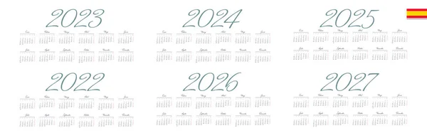 Spanish Calendar 2022 2023 2024 2025 2026 2027 White Background Stock ...