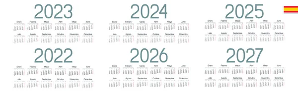 Spanish Calendar 2022 2023 2024 2025 2026 2027 White Background Stock ...