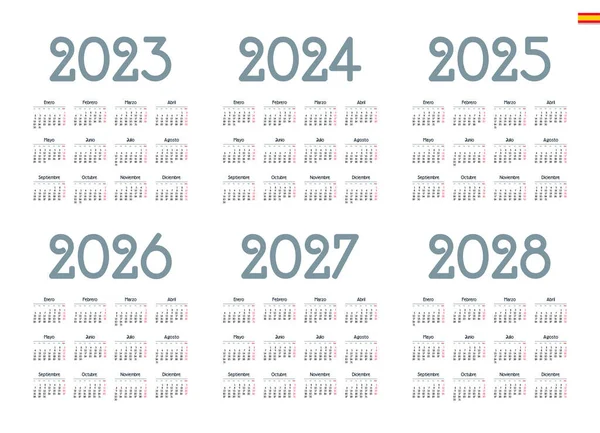 Kalender Jerman Untuk 2022 2023 2024 2025 2026 2027 Minggu Vektor Stok ...