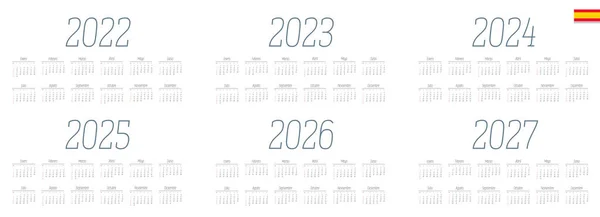 Spanish Calendar 2022 2023 2024 2025 2026 2027 White Background Stock ...