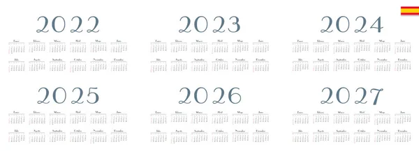 Spanish Calendar 2022 2023 2024 2025 2026 2027 White Background Stock ...