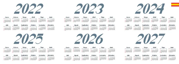 Spanish Calendar 2022 2023 2024 2025 2026 2027 White Background Stock ...