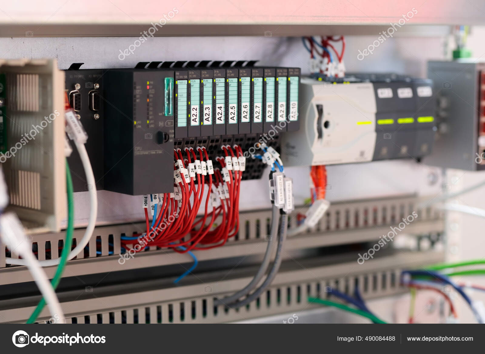 Industrial Plc Based Automation System Rack Selective Focus — Stock ...