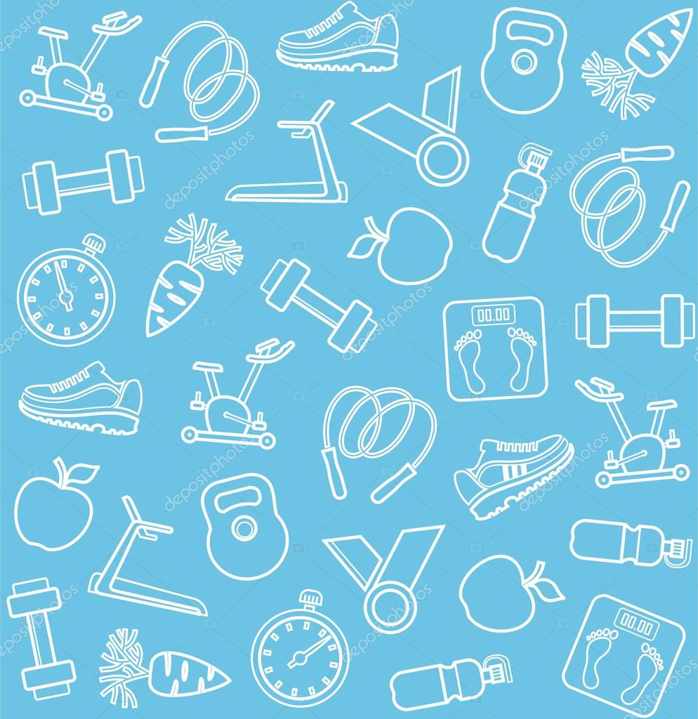 Background, fitness, sports, blue. Stock Vector by ©elenavdovina 104921854