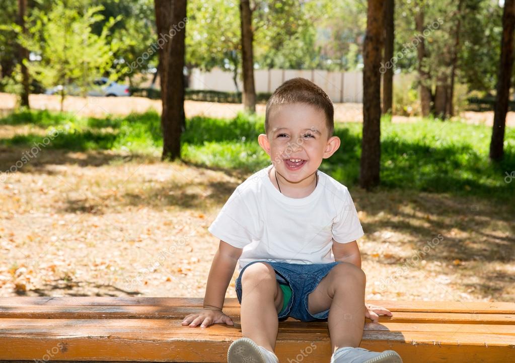 Cute little child boy in park — Stock Photo © vitmarkov #54545955