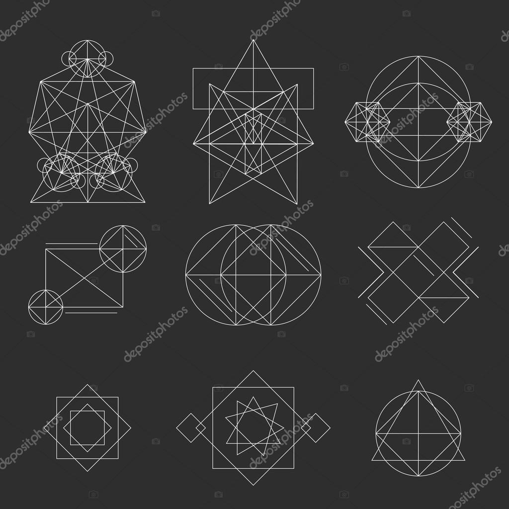 Establezca signos geométricos, etiquetas y marcos. Triángulos ...