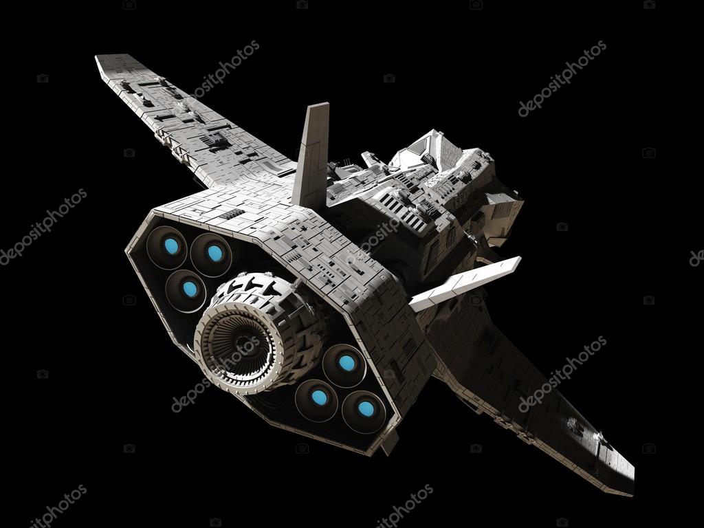 Science Fiction Interplanetary Gunship - Rear Angled View Stock Photo ...