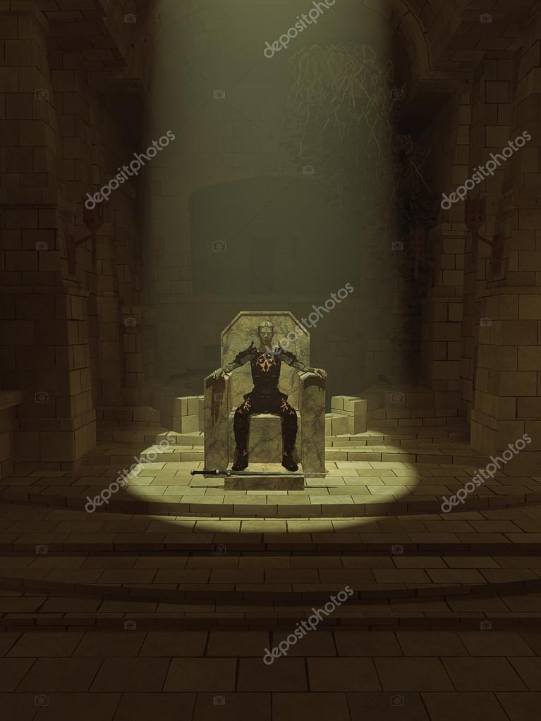 Undead Lich King on his Dark Throne — Stock Photo © algolonline #124633718