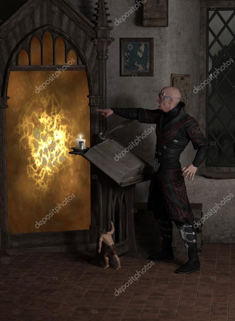 Sorcerer Opening a Magic Portal — Stock Photo © algolonline #57388091