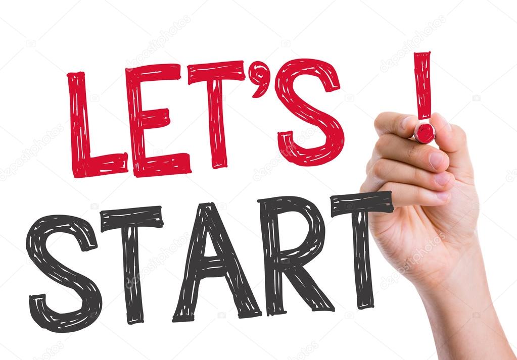 Laten we beginnen geschreven op het bord wipe — Stockfoto ...