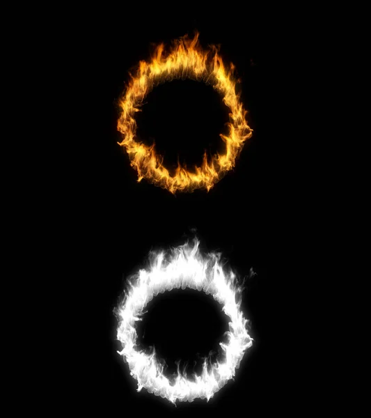 3D illustration of circle shape on fire with alpha layer - Stock Image ...