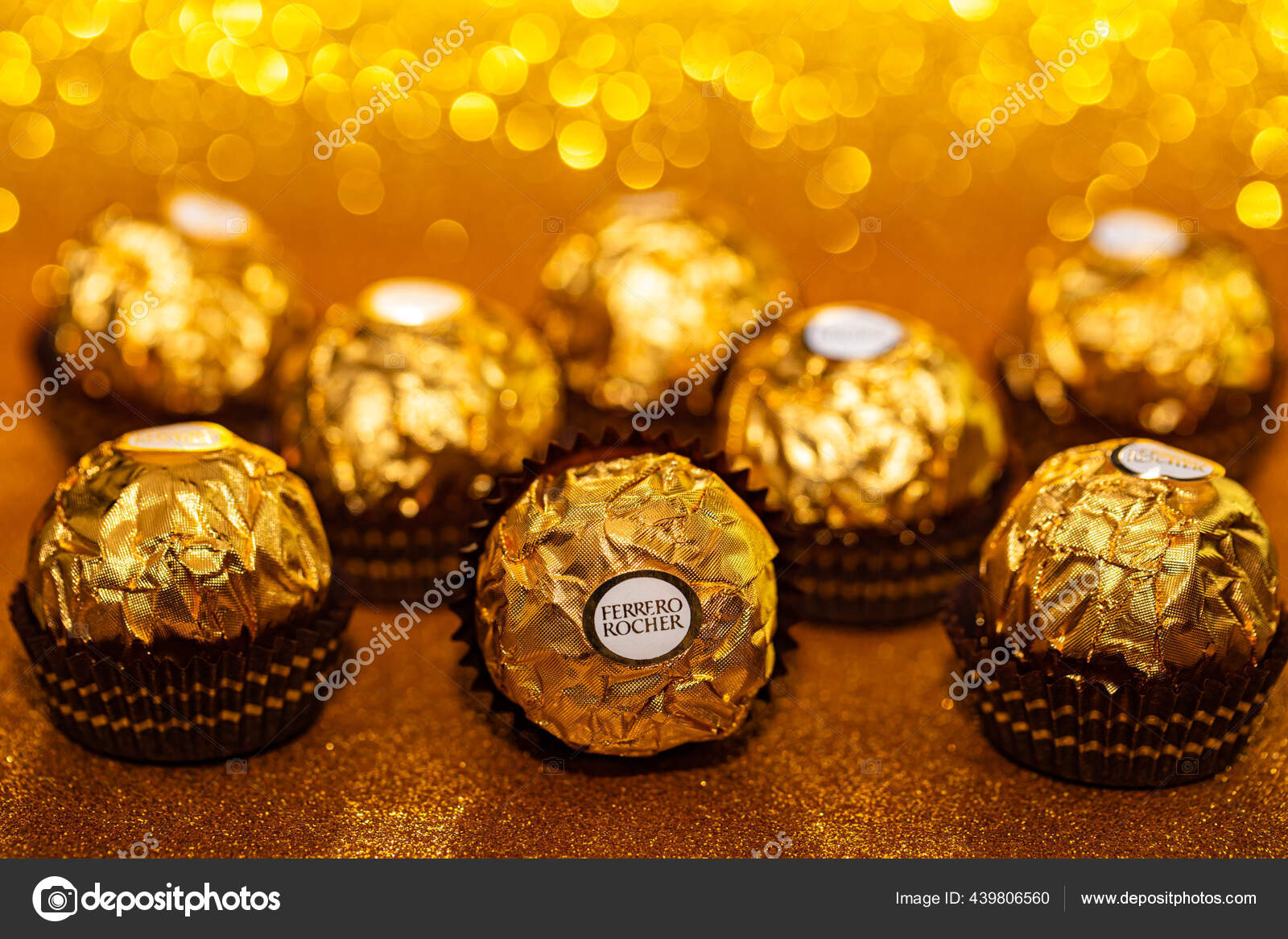 Italy January 2020 Ferrero Rocher Premium Chocolates Golden Glitter ...